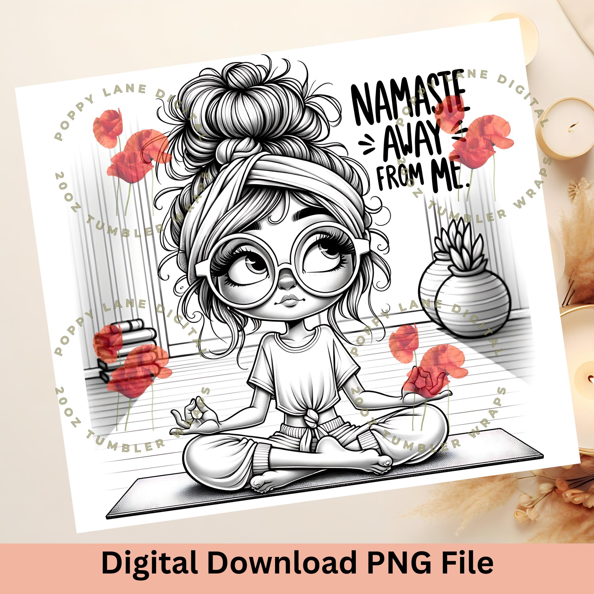 Humor Meditation Girl Line Art, Instant Download, Digital Design ...