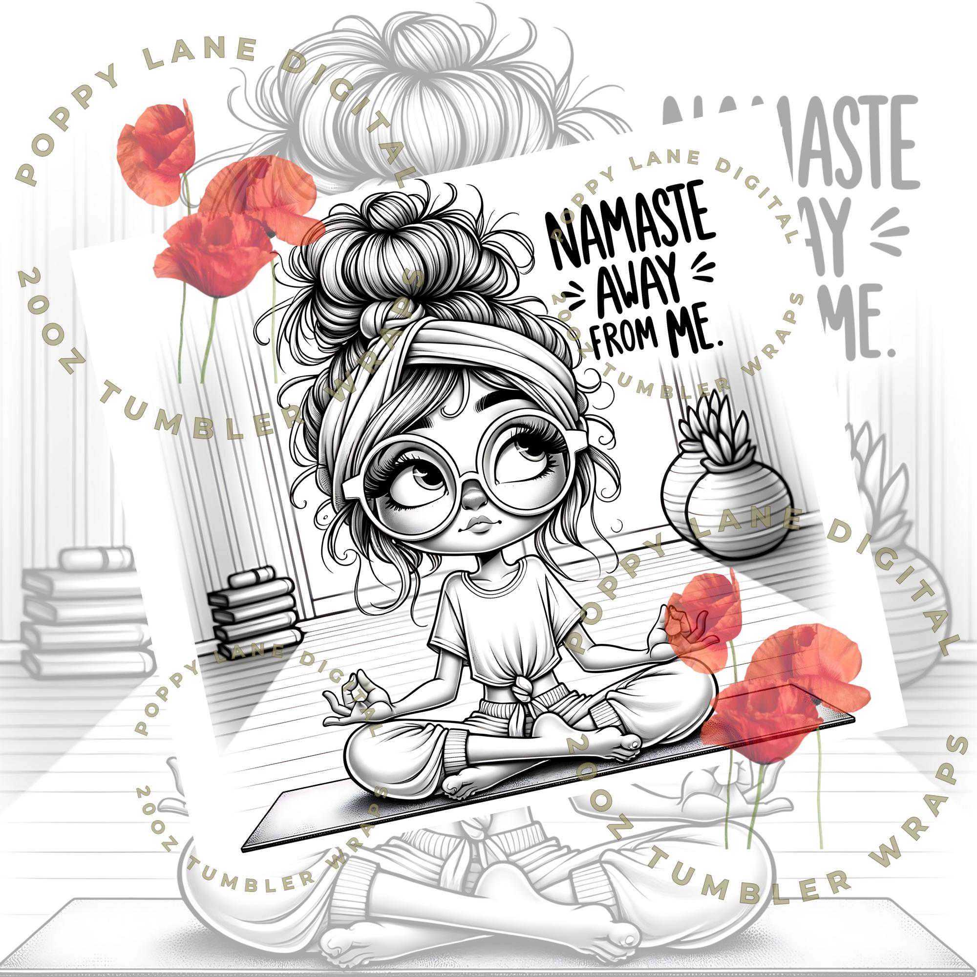 Humor Meditation Girl Line Art, Instant Download, Digital Design ...