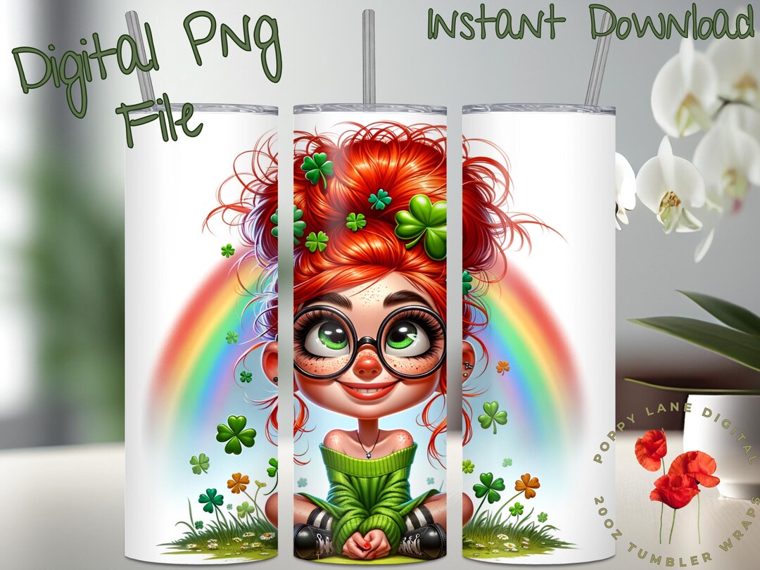 Cute Rainbow Irish Girl PNG, Sublimation Wrap, Instant Download, Digital Design, Download PNG ...