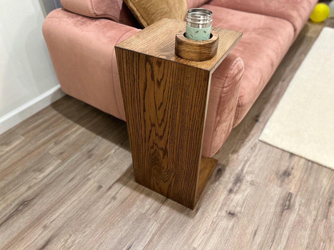 Handcrafted Sofa C Table With Holder, Couch Slide Table, Handmade C ...
