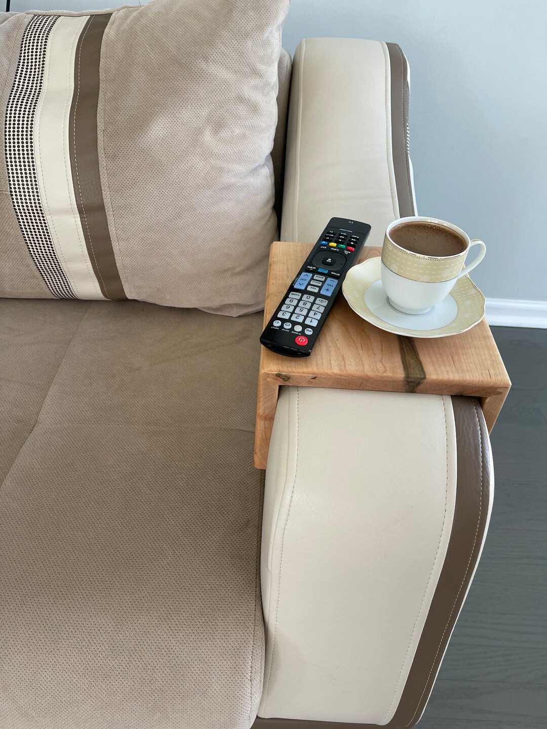 Handmade Useful Armrest Table, Functional Couch Tray, Wood Sofa Table ...