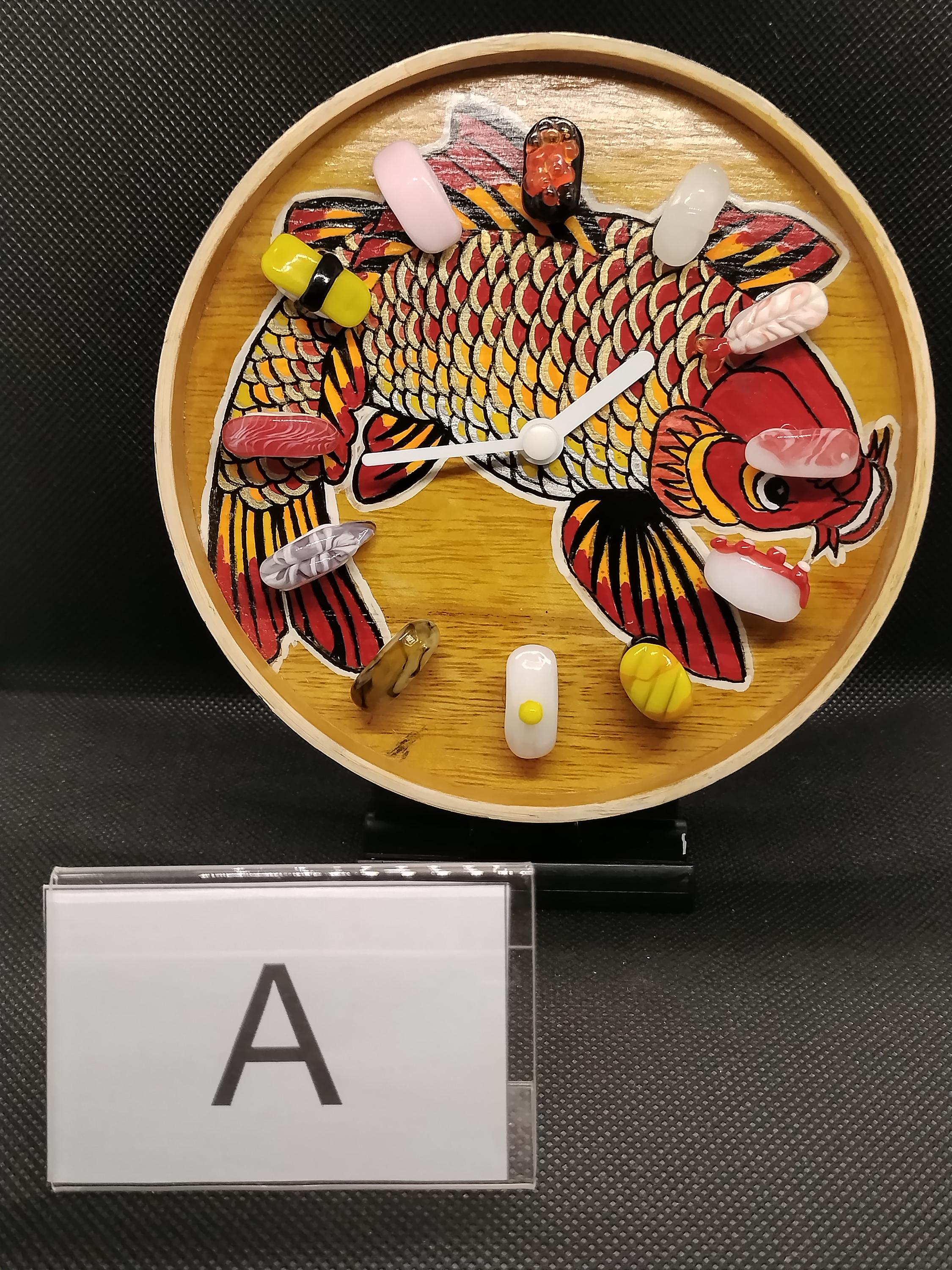 Handmade Sushi Clock with Koi Carp | Japanese Glass Art Wall Clock ...