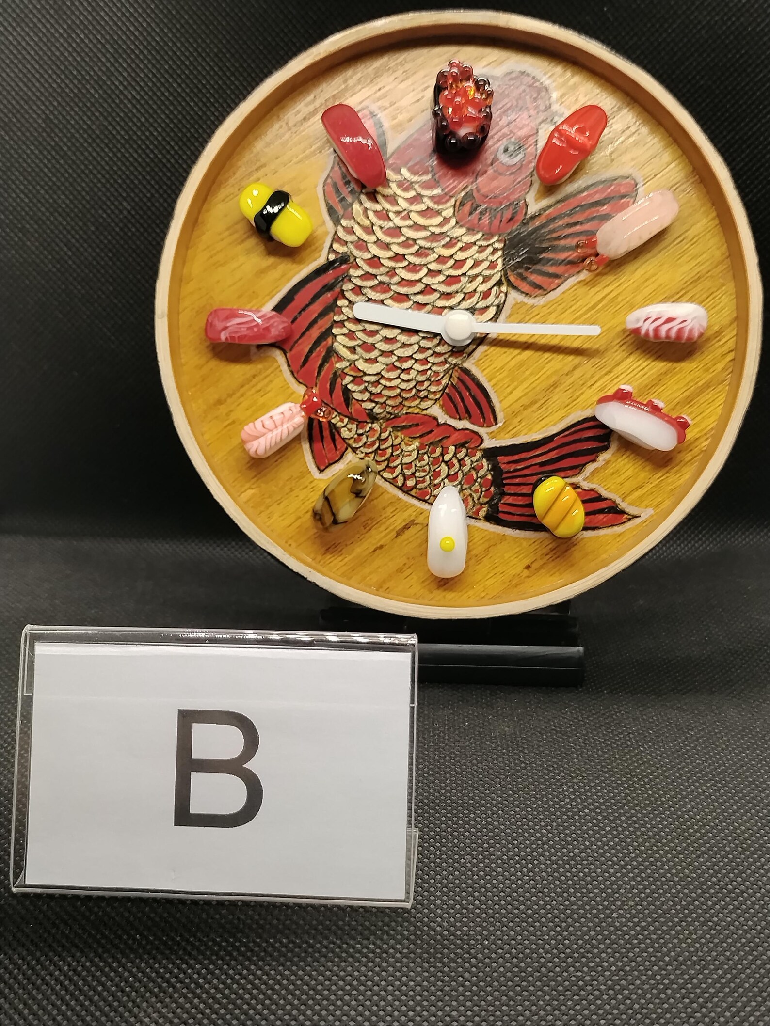 Handmade Sushi Clock with Koi Carp | Japanese Glass Art Wall Clock ...
