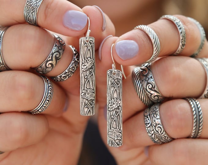 Simple Bar Earrings, STERLING SILVER Bar Earrings, Bar Boho Earrings ...