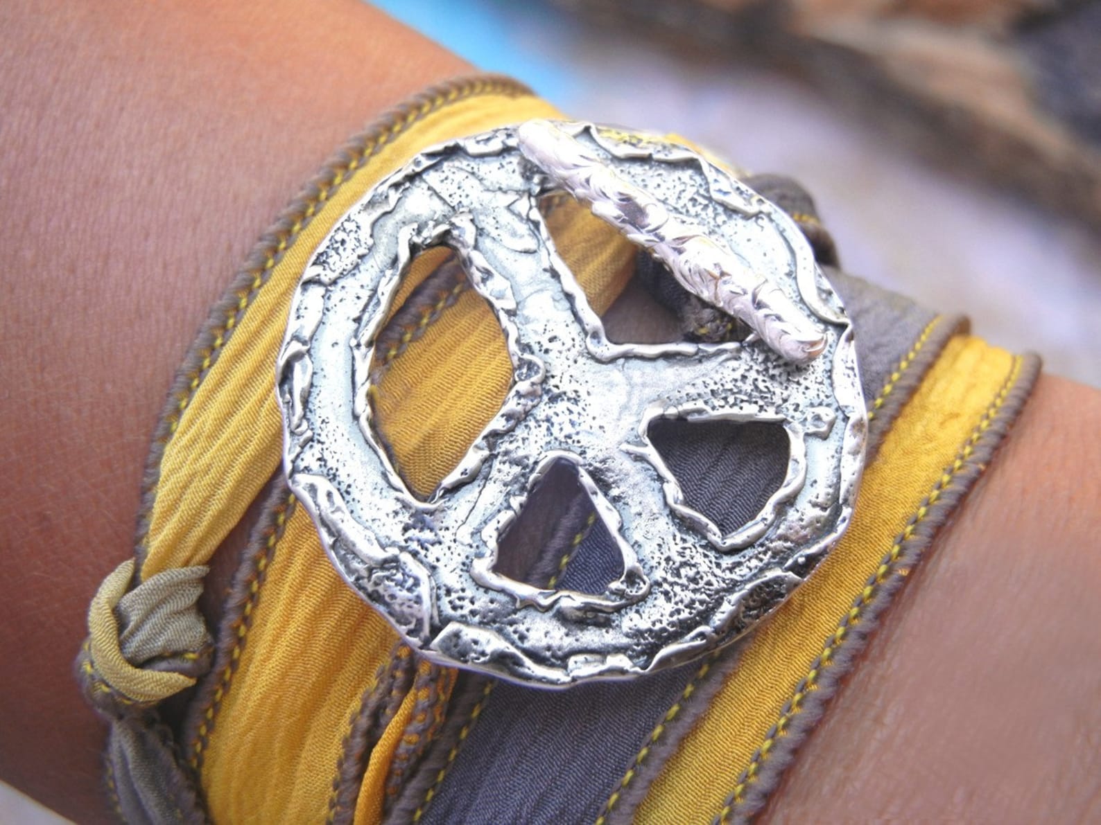 Peace Sign Jewelry Peace Sign Wrap Bracelet STERLING Silver - Etsy
