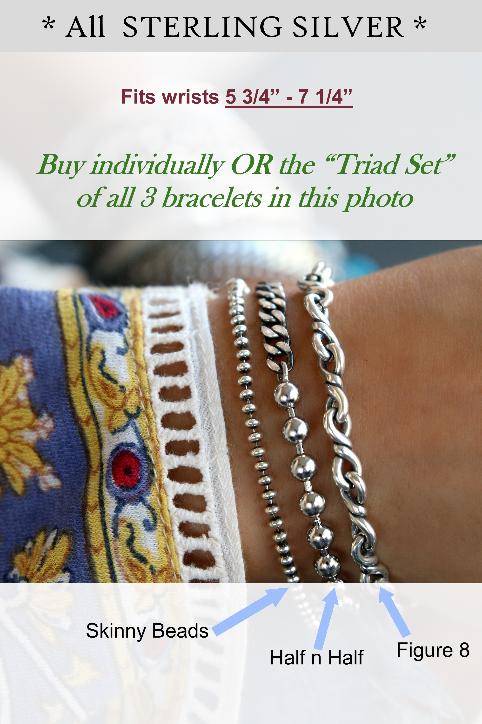 Sterling Silver Bracelet Set Instant Collection Bracelet | Etsy