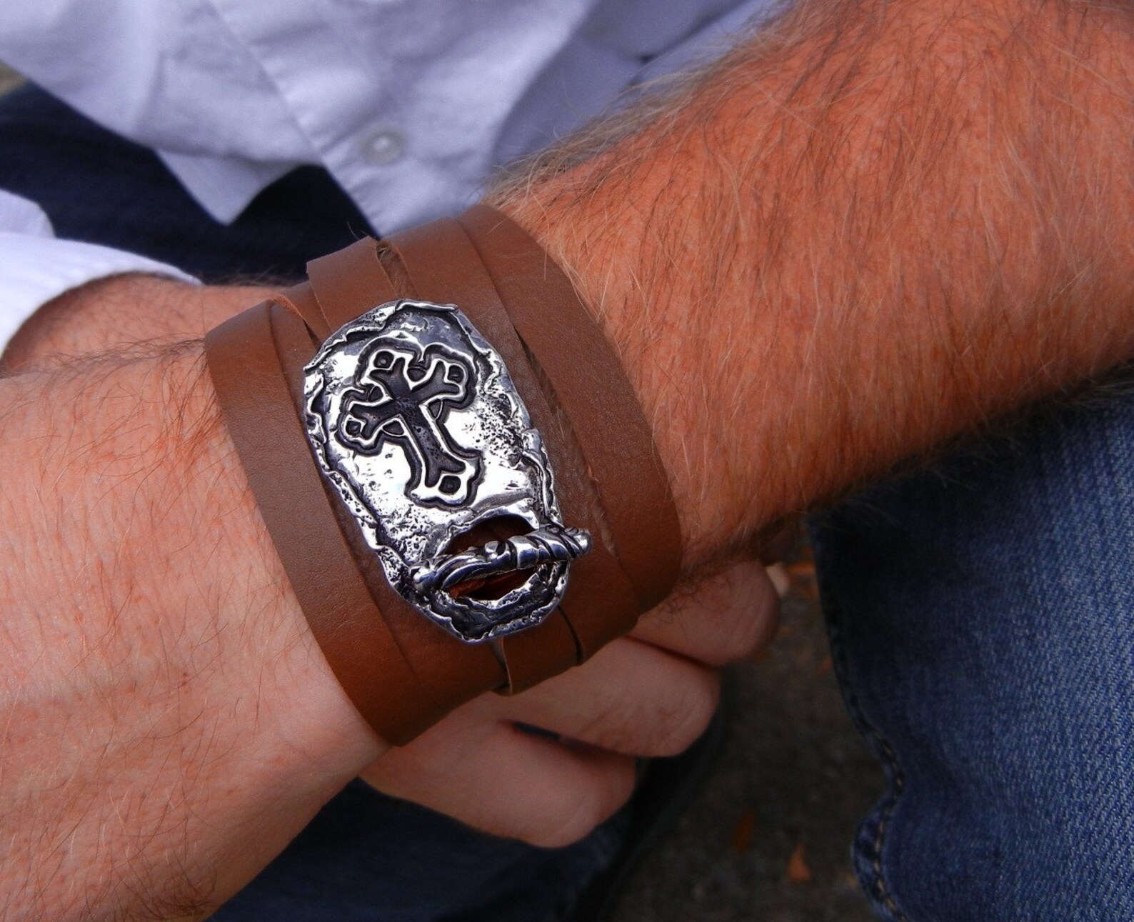 Mens Belt Buckle Style Bracelet, Mens Belt Buckle Wrap Bracelet, Rustic ...
