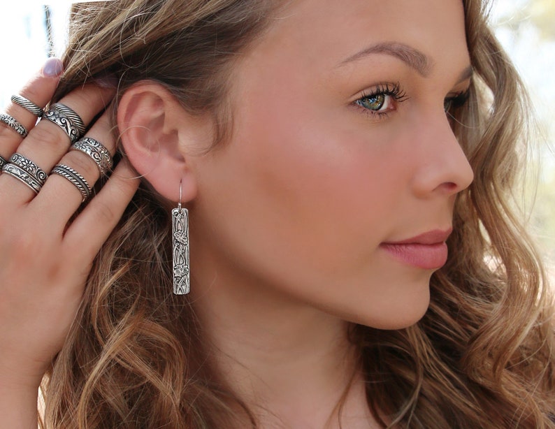 Simple Bar Earrings, STERLING SILVER Bar Earrings, Bar Boho Earrings ...