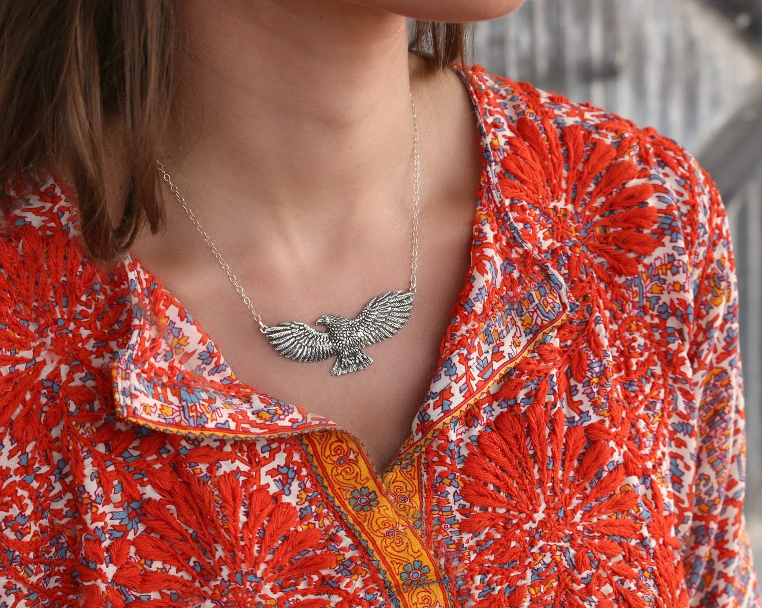 Bird Boho Necklace, Big Statement Eagle Necklace, Boho Eagle Necklace ...