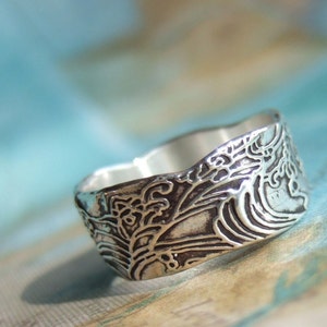 Ocean Waves Jewelry Gift for Her, Sterling Silver Ring, Ocean Waves ...