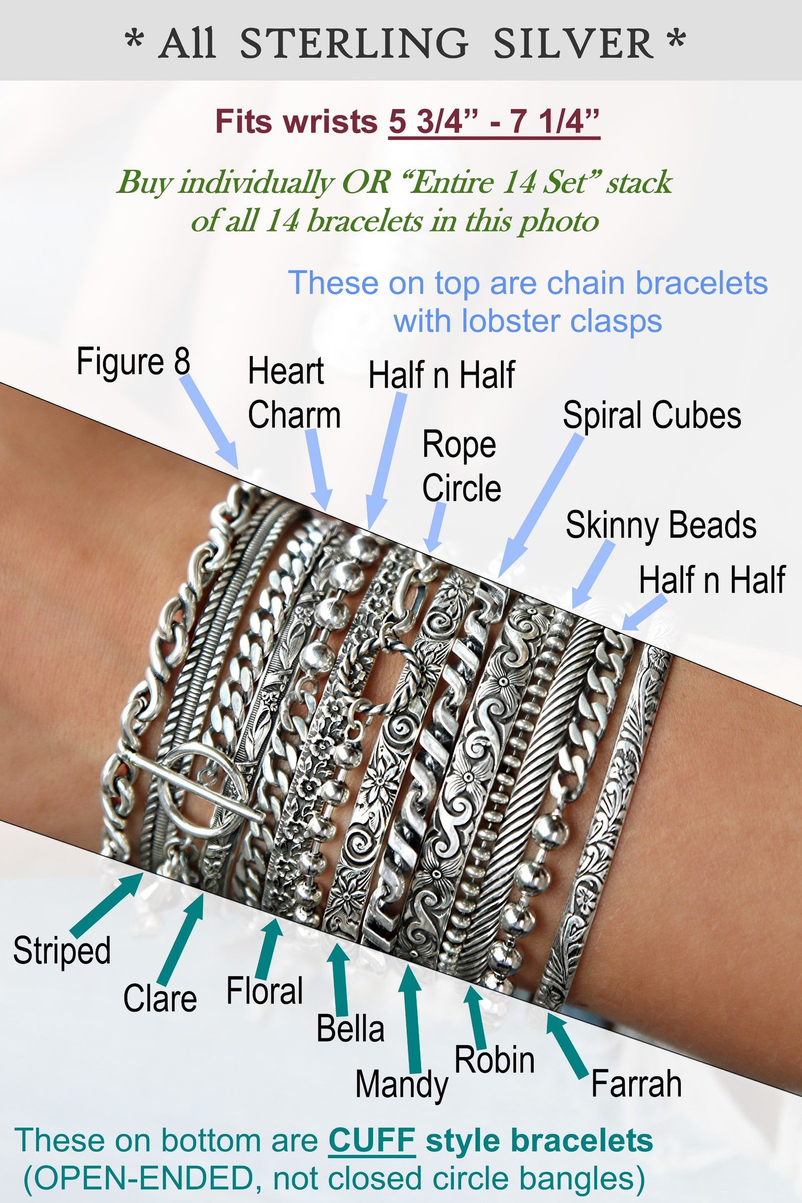 Boho Jewelry STACKING BRACELETS Sterling Silver Stacking - Etsy