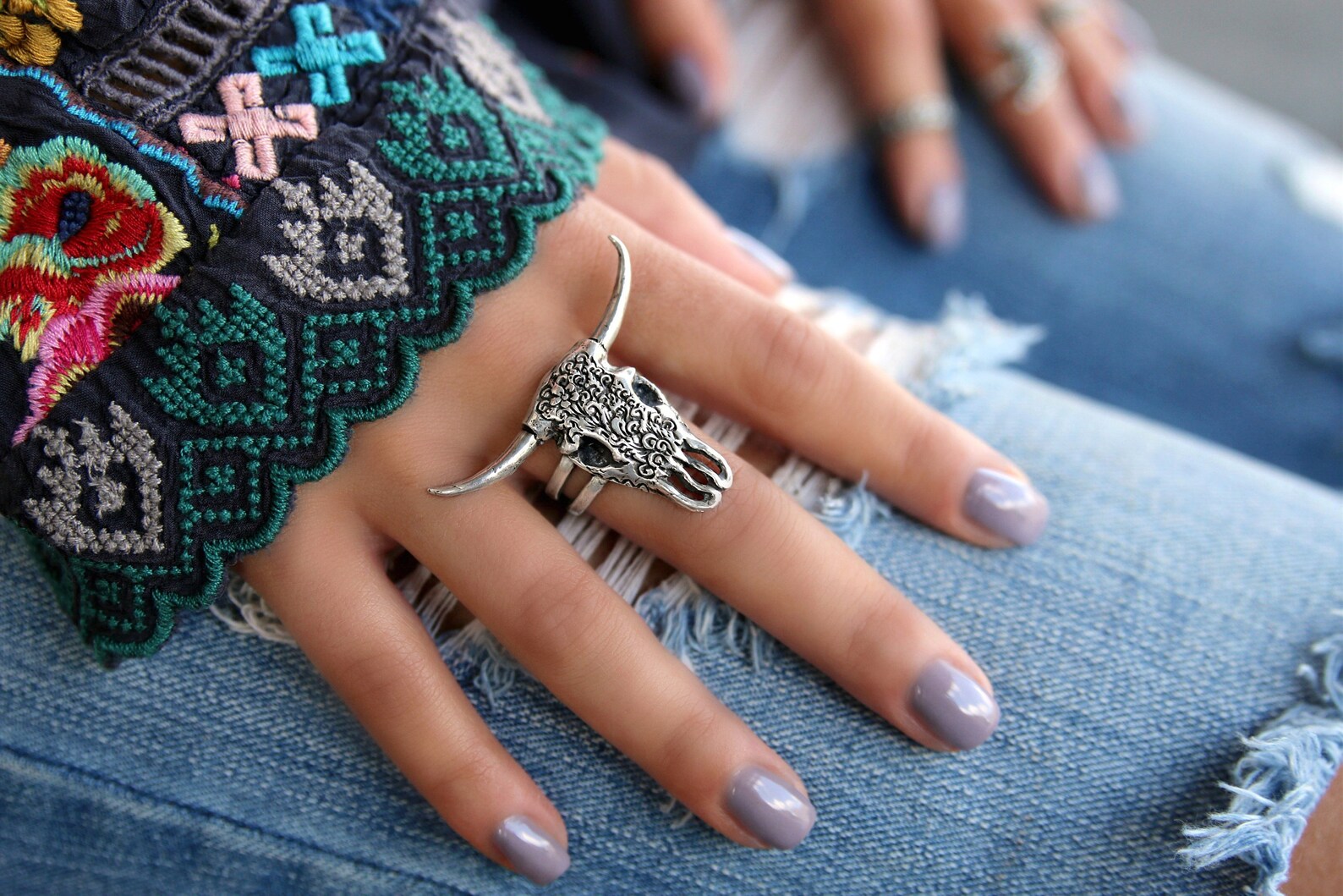 Steer Skull Jewelry, Bull Skull Ring, Longhorn Skull, Boho Ring ...