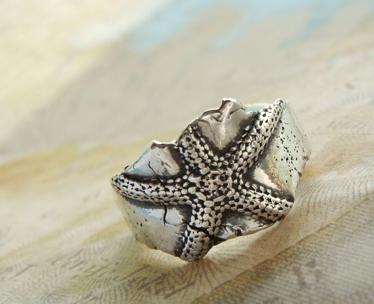 Starfish Silver Ring Nautical Jewelry Sterling Silver Ring - Etsy