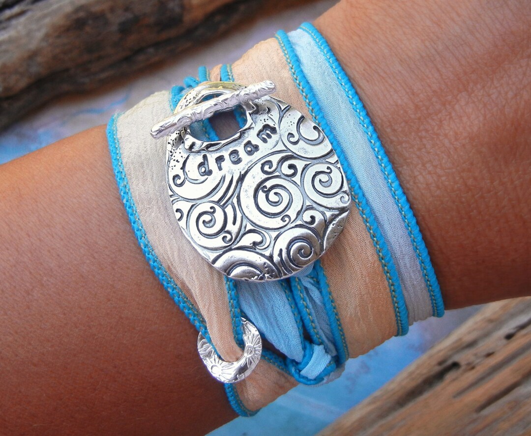 Yoga Bracelet Gift, Yoga Jewelry Gift, Yoga Silk Wrap Bracelet ...