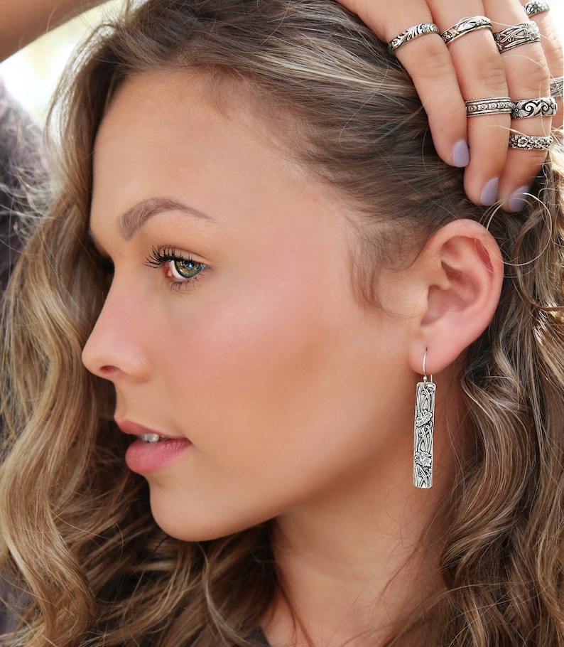 Sterling SILVER Bar Earrings, Simple Bar Earrings, Bar Simple Earrings ...