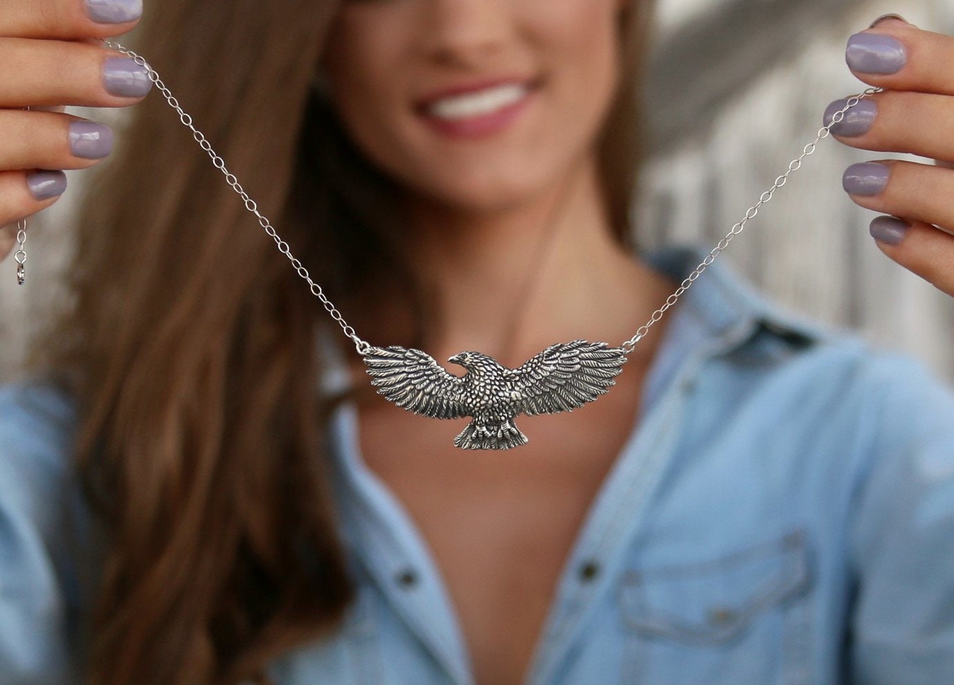 Bird Boho Necklace, Big Statement Eagle Necklace, Boho Eagle Necklace ...