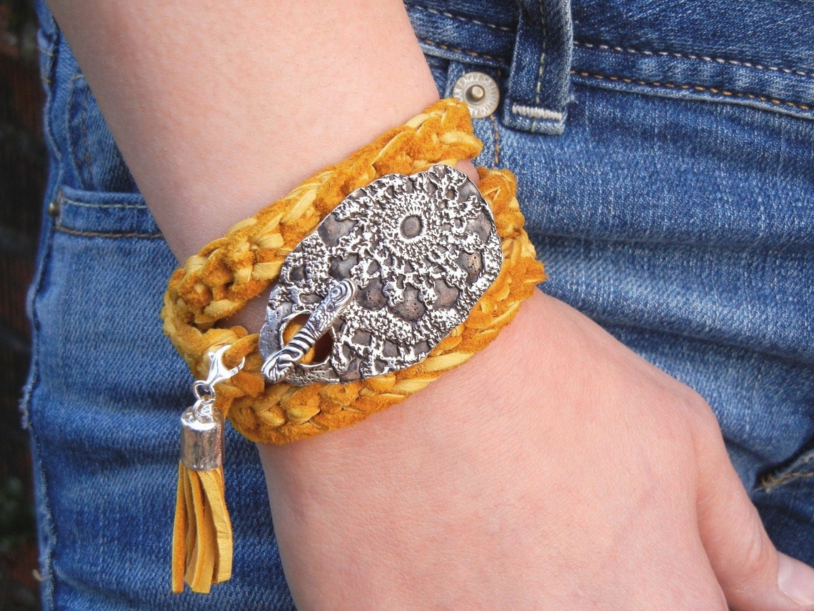 Boho Jewelry Bohemian Leather Wrap Bracelet Hippie Jewelry Etsy