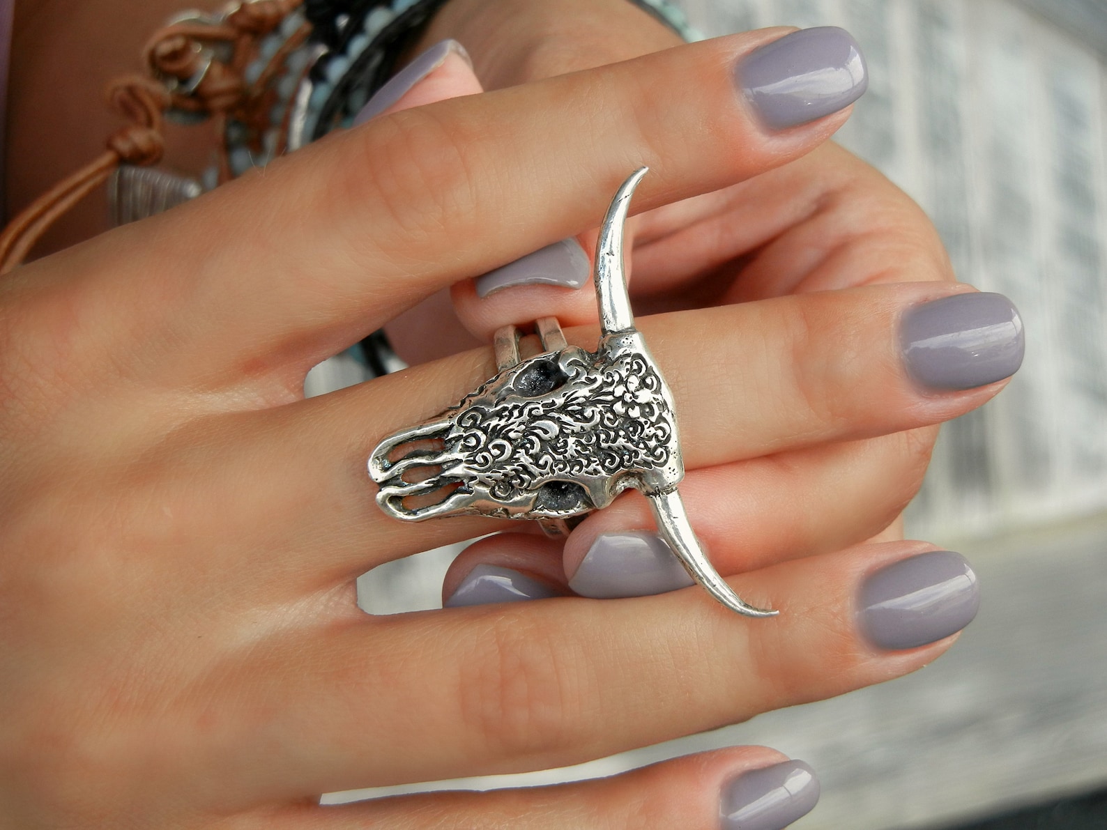 Steer Skull Jewelry, Bull Skull Ring, Longhorn Skull, Boho Ring ...