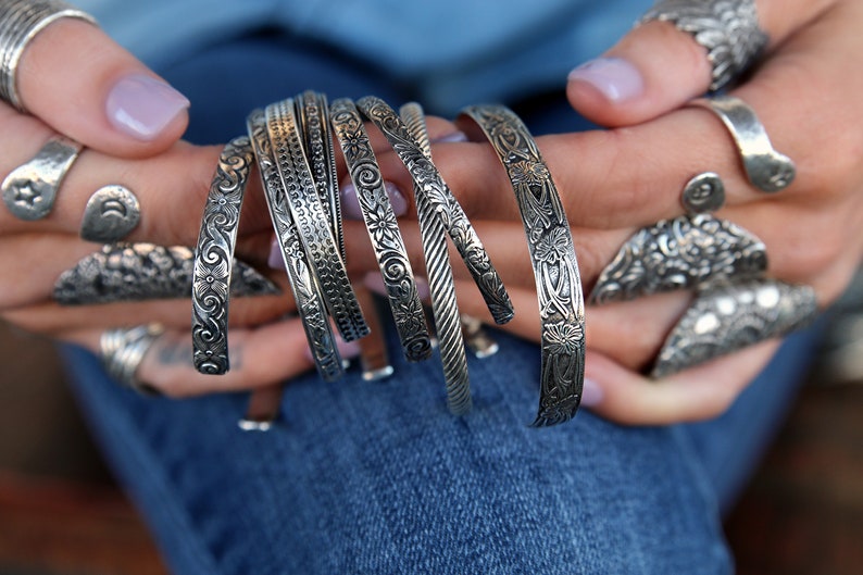 Boho Jewelry Stacking Bracelets Boho Cuff Bracelet Silver Etsy