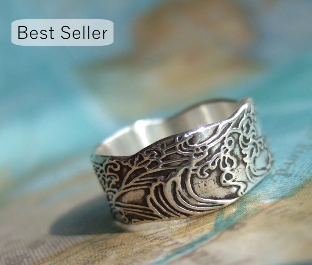 Nautical Gift, Nautical Silver Ring, Ocean Waves Jewelry Gift for Women ...