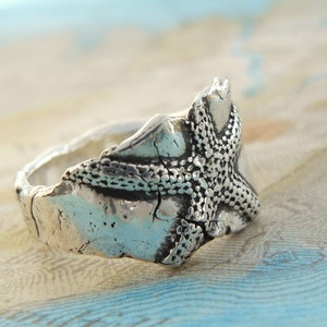 Beach Jewelry, Beach Ring, Sterling Silver Starfish, Beach Rings, Beach ...