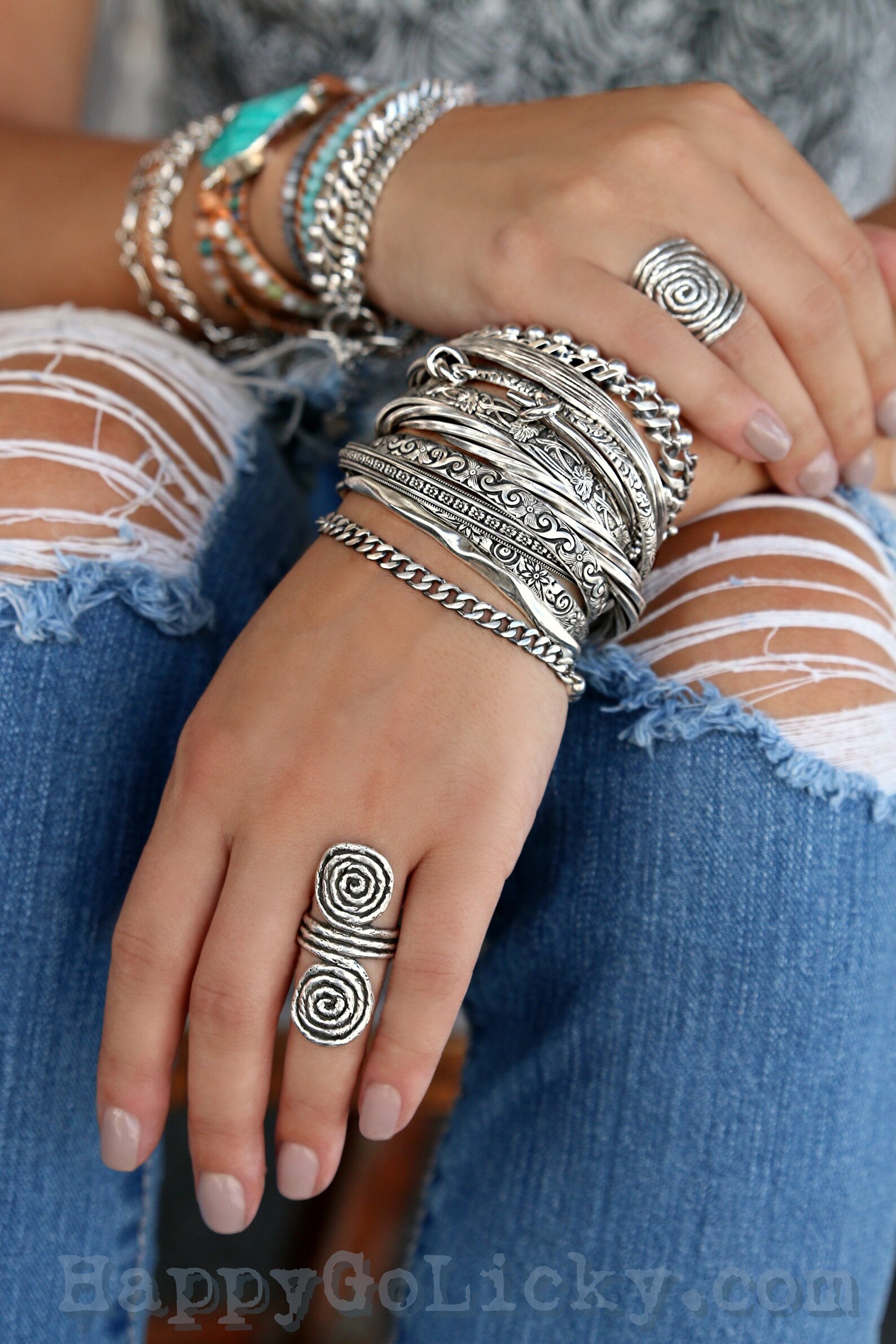 Boho Stacking Bracelets, Sterling Silver Bracelet Stacking Set, Boho ...