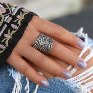 Sterling Silver Wing Ring, Silver Angel Wing Ring, Silver Feather Ring ...
