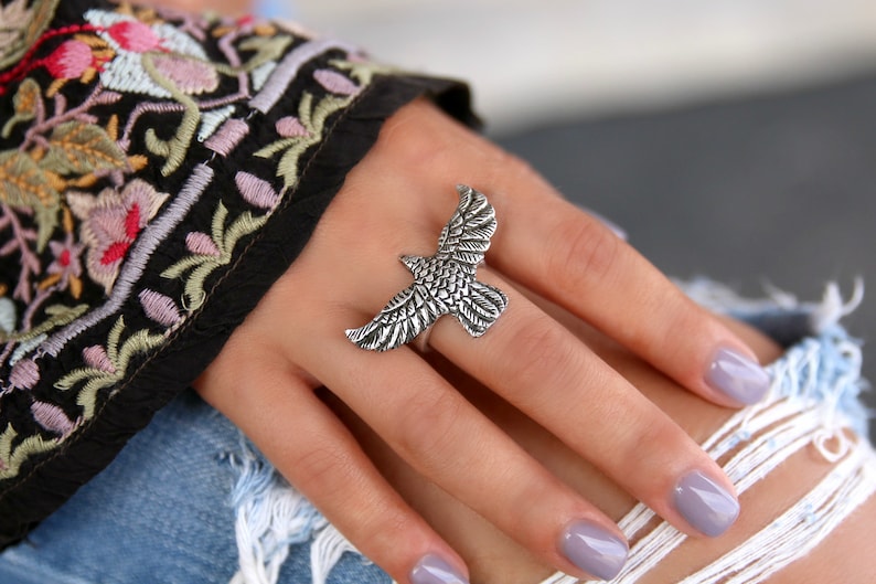 Bird Rings Silver Bird Ring Bird Jewelry Handmade Feather - Etsy