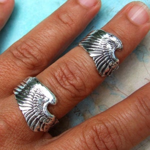Silver Wing Rings, Custom Wedding Bands, Personalized With Monogram ...