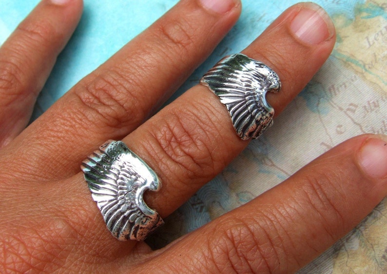 Silver Wing Rings, Custom Wedding Bands, Personalized With Monogram ...