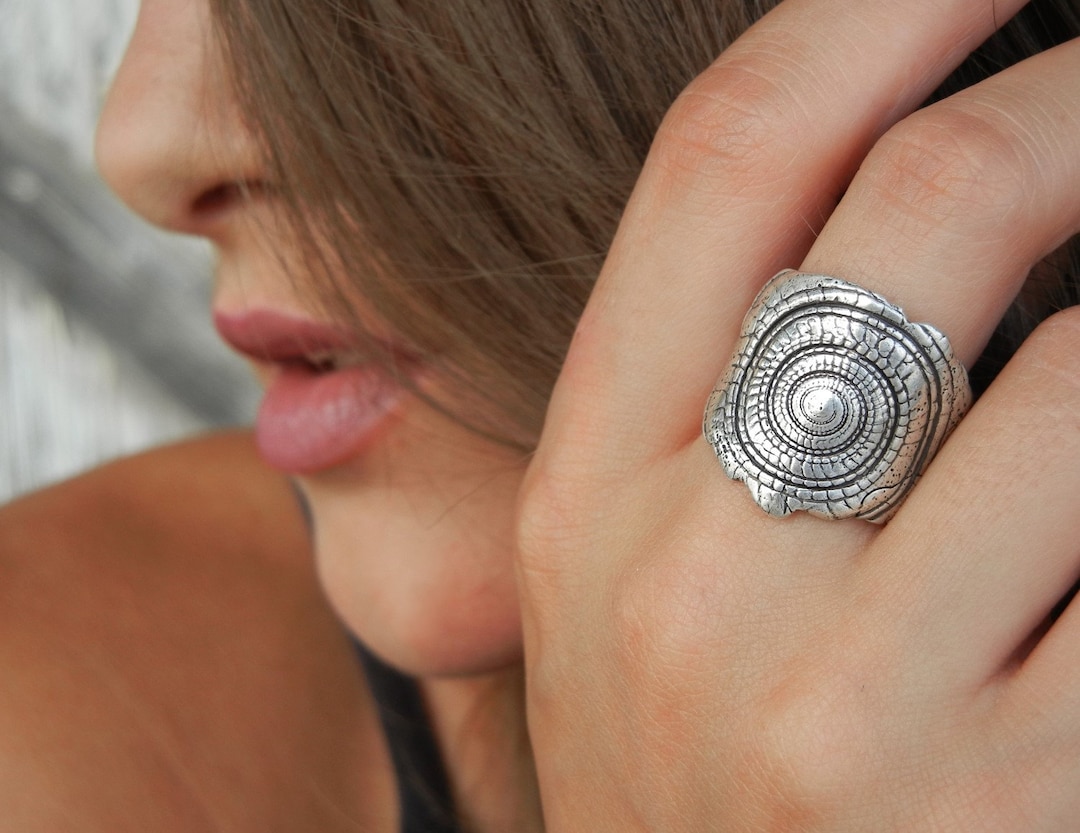 Silver Shell Ring, Nautical Jewelry, Seashell Ring, Shell Jewelry ...