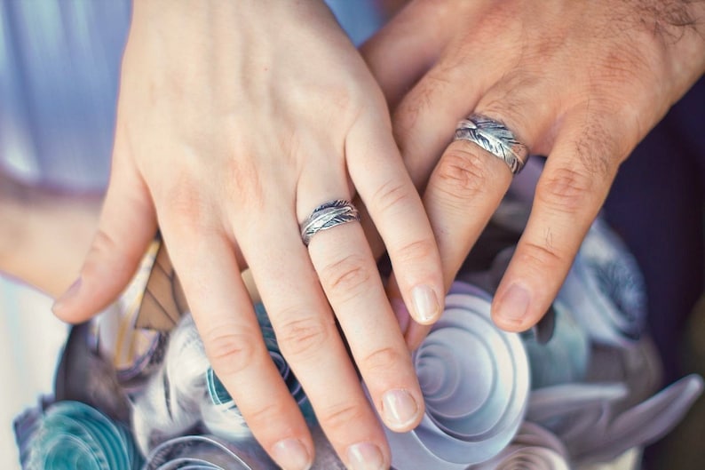 Unique Wedding Rings Silver Wedding Bands Sterling Silver | Etsy
