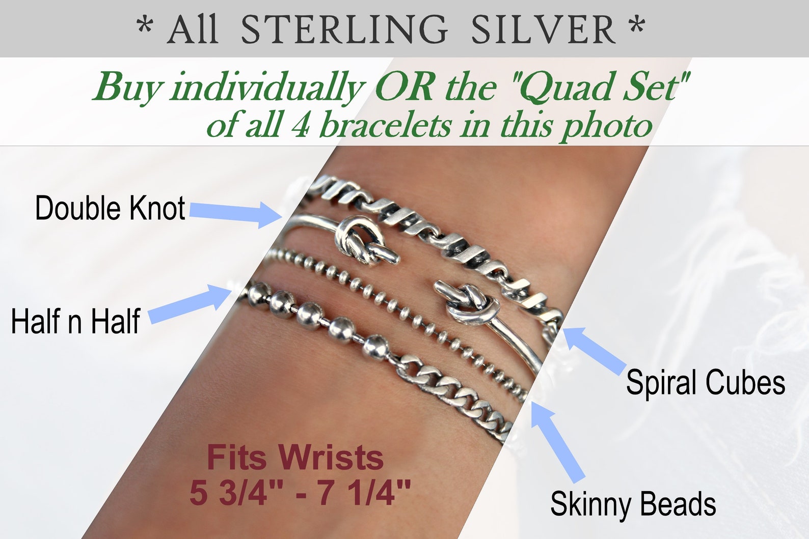 Sterling Silver Bracelet Set Instant Collection Bracelet - Etsy