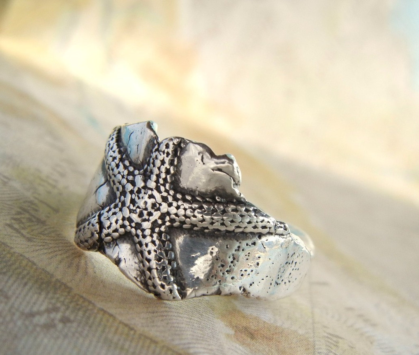 Beach Jewelry Beach Ring Sterling Silver Starfish - Etsy