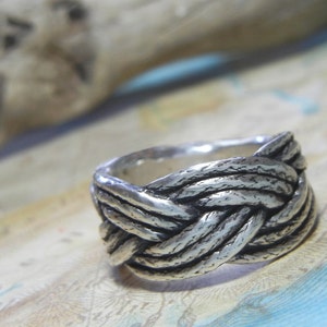 Nautical Jewelry, Nautical Ring, Nautical Braided Rope Jewelry, Silver ...