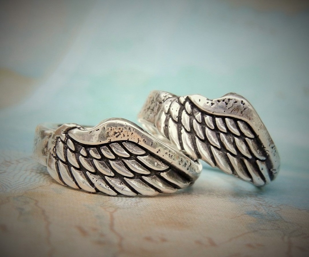Rustic Wedding Ring Set, Rustic Wedding Bands, Alternative Sterling ...