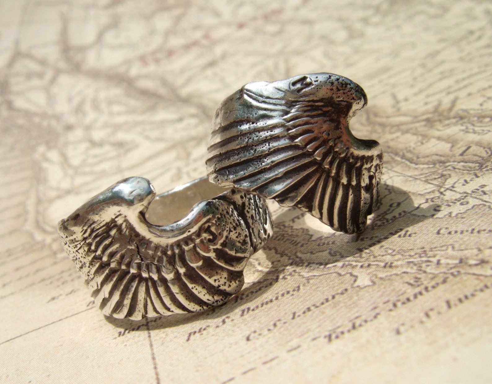 Silver Wing Rings Custom Wedding Bands Personalized With - Etsy