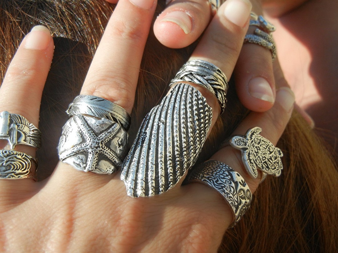 Nautical Ring, Nautical Jewelry, Sterling Silver Nautical Ring, Shell ...