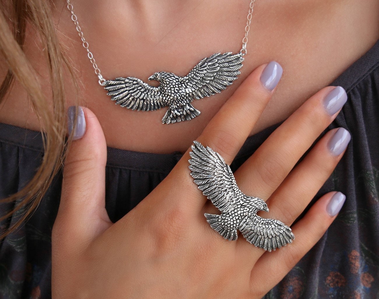 Bird Boho Necklace, Big Statement Eagle Necklace, Boho Eagle Necklace ...