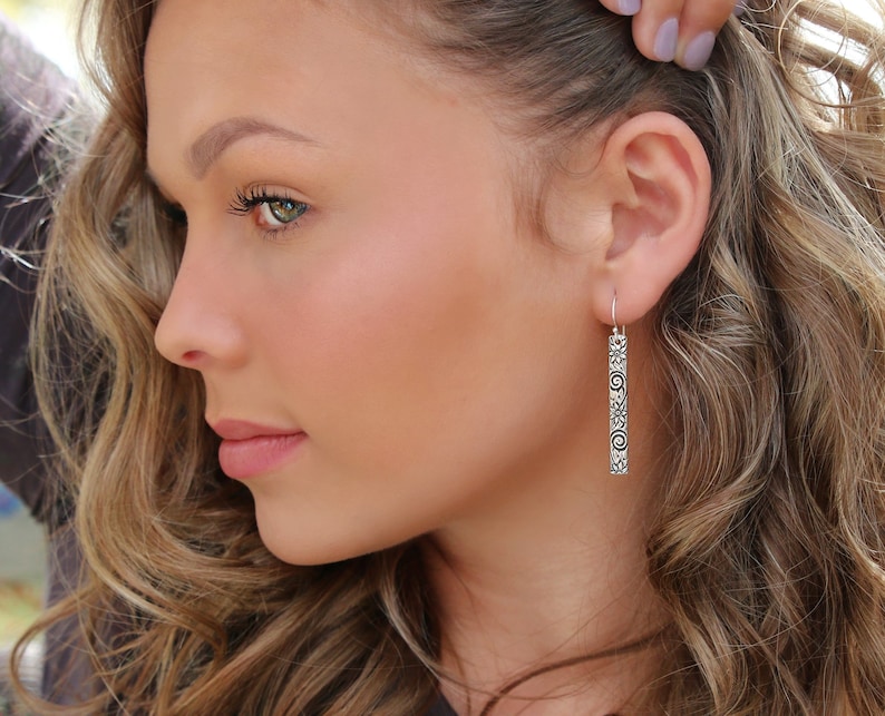 Sterling SILVER Bar Earrings, Simple Bar Earrings, Bar Boho Earrings ...