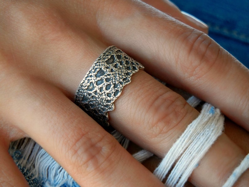 Silver Lace Ring Silver Crown Ring Sterling Silver Boho Lace - Etsy