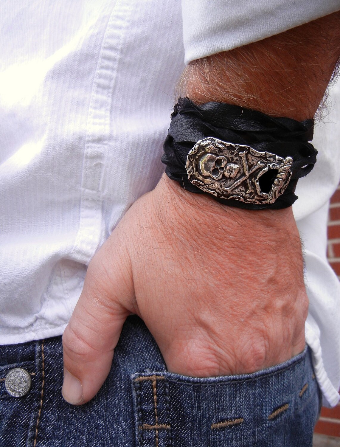 Mens Belt Buckle Style Bracelet, Mens Belt Buckle Wrap Bracelet, Rustic ...