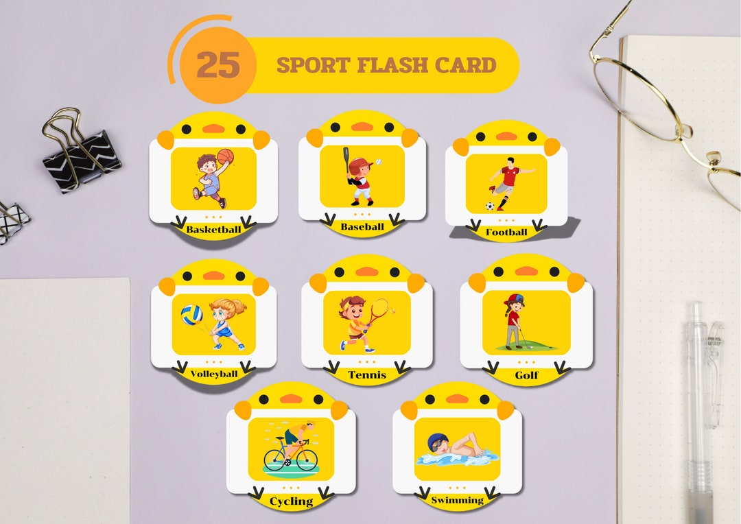 25 Cartoon Vocabulary Cards, Montessori Flashcards, Pre-school Cards ...