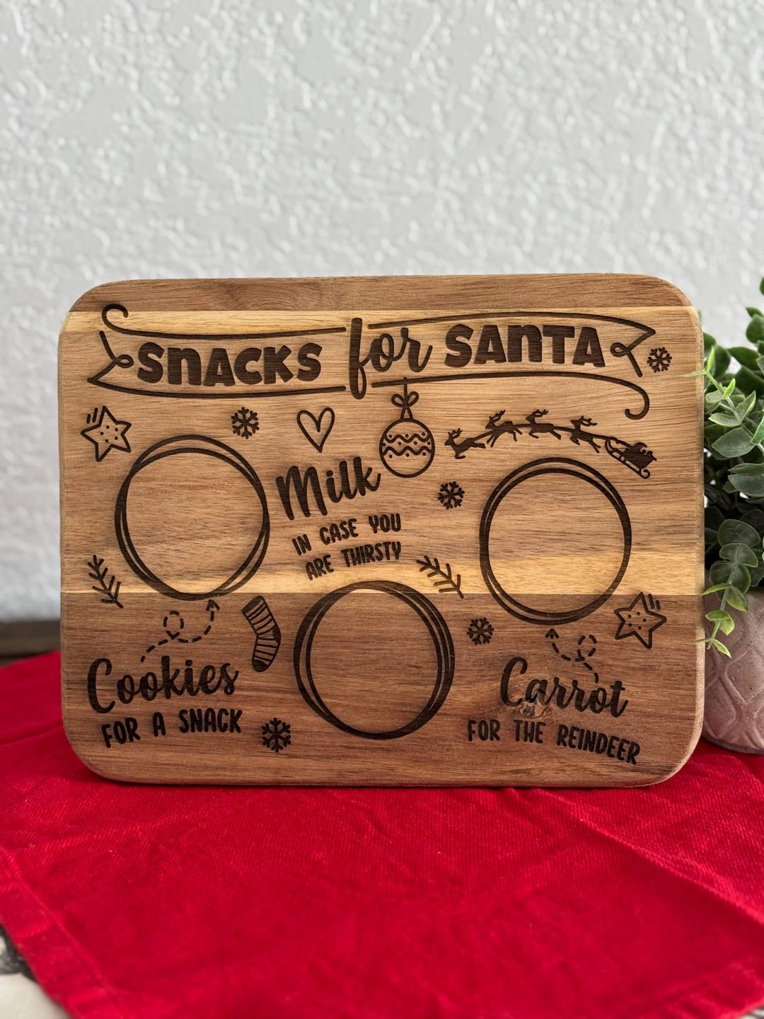 Santa & Reindeer Small Tray for Christmas Cookies and Milk. Made of ...