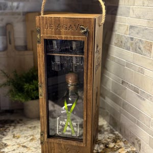 Wood Tequila Box With LED Lights, 4 Coasters and 4 Shot Glasses ...