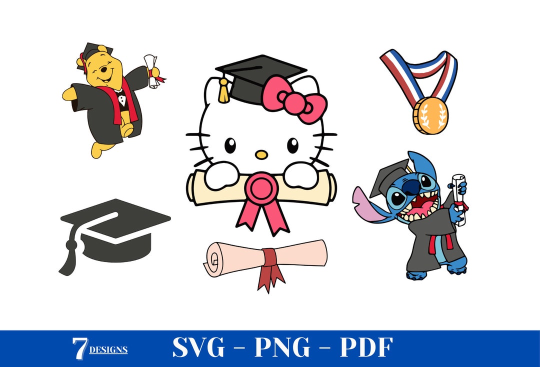 Graduation Senior Kitty SVG, Stitch Svg, Cute Cat Svg, Kawaii Kitty Svg ...