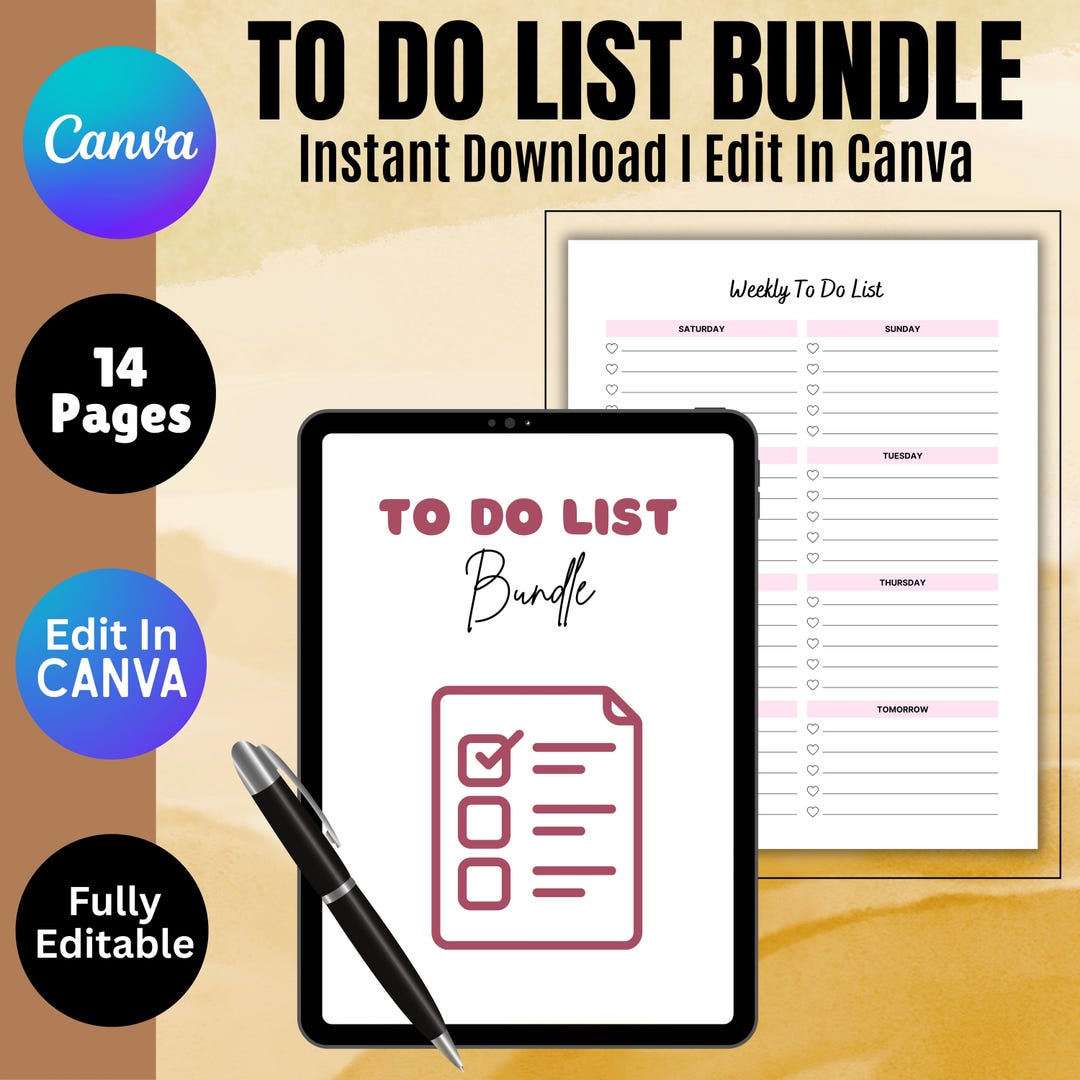 To Do List Printable to Do List Bundle to Do List Planner Page ...