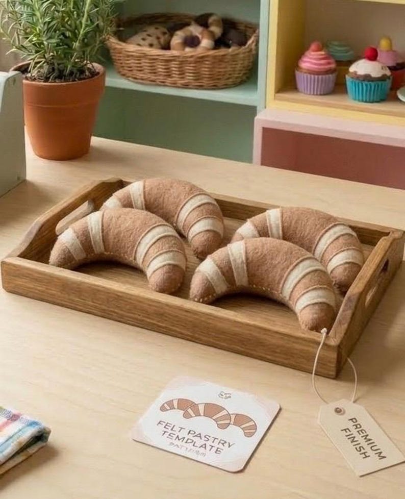 Croissant Felt Food Pattern, Pretend Play Kitchen Toy (PDF Download) - Etsy