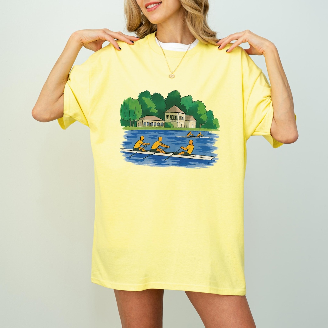 Vintage Rowing Graphic Tee: Scenic Lake, Retro Sports - Etsy