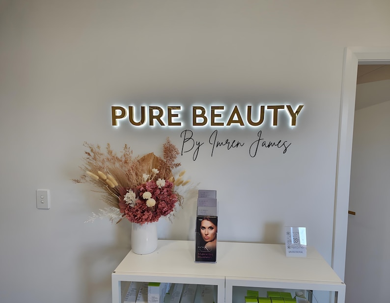 Beauty Salon Sign, Metal Backlit Sign, 3D Business Sign, Illuminated ...